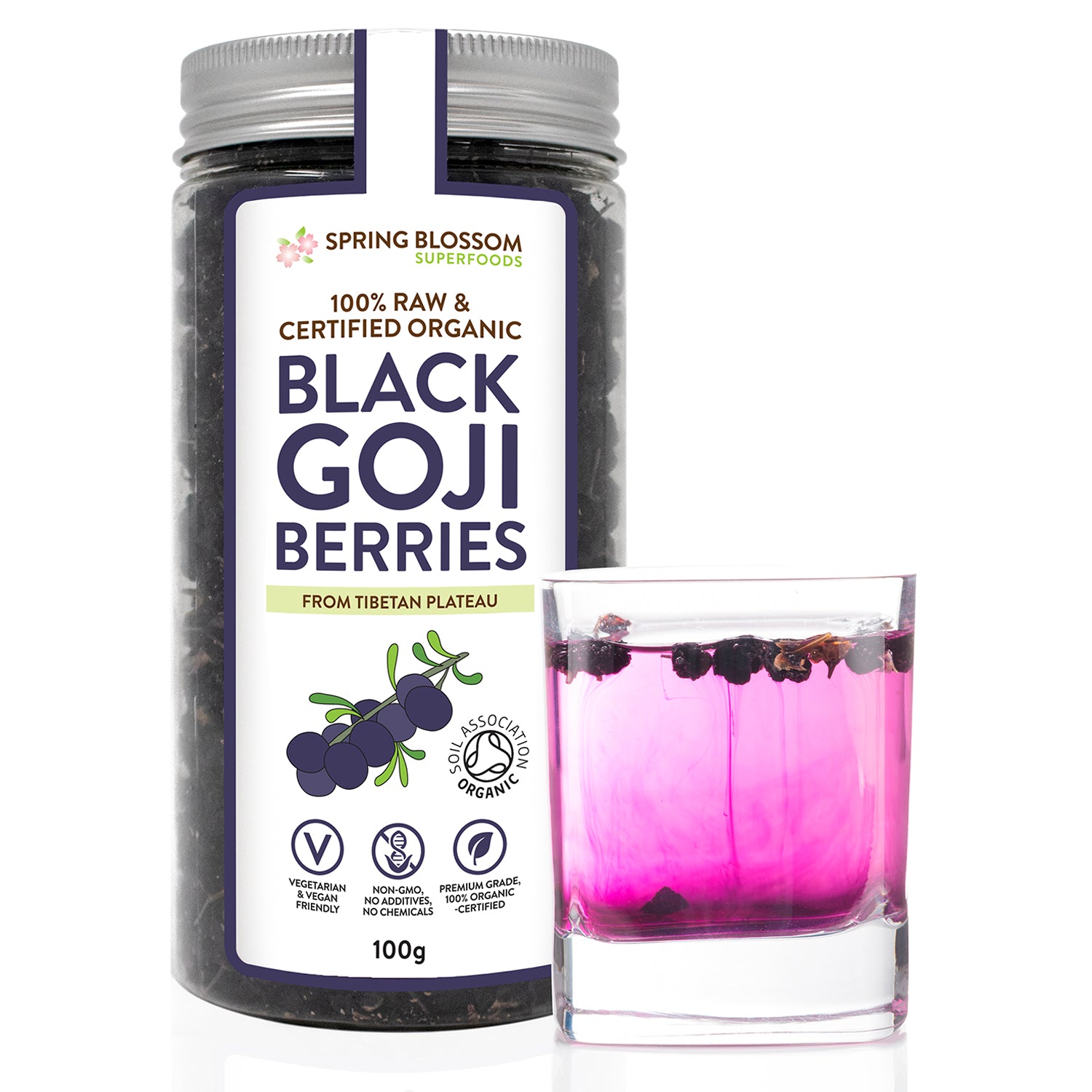 Tibetan Organic Black Goji Berries, 100g – Spring Blossom Superfoods